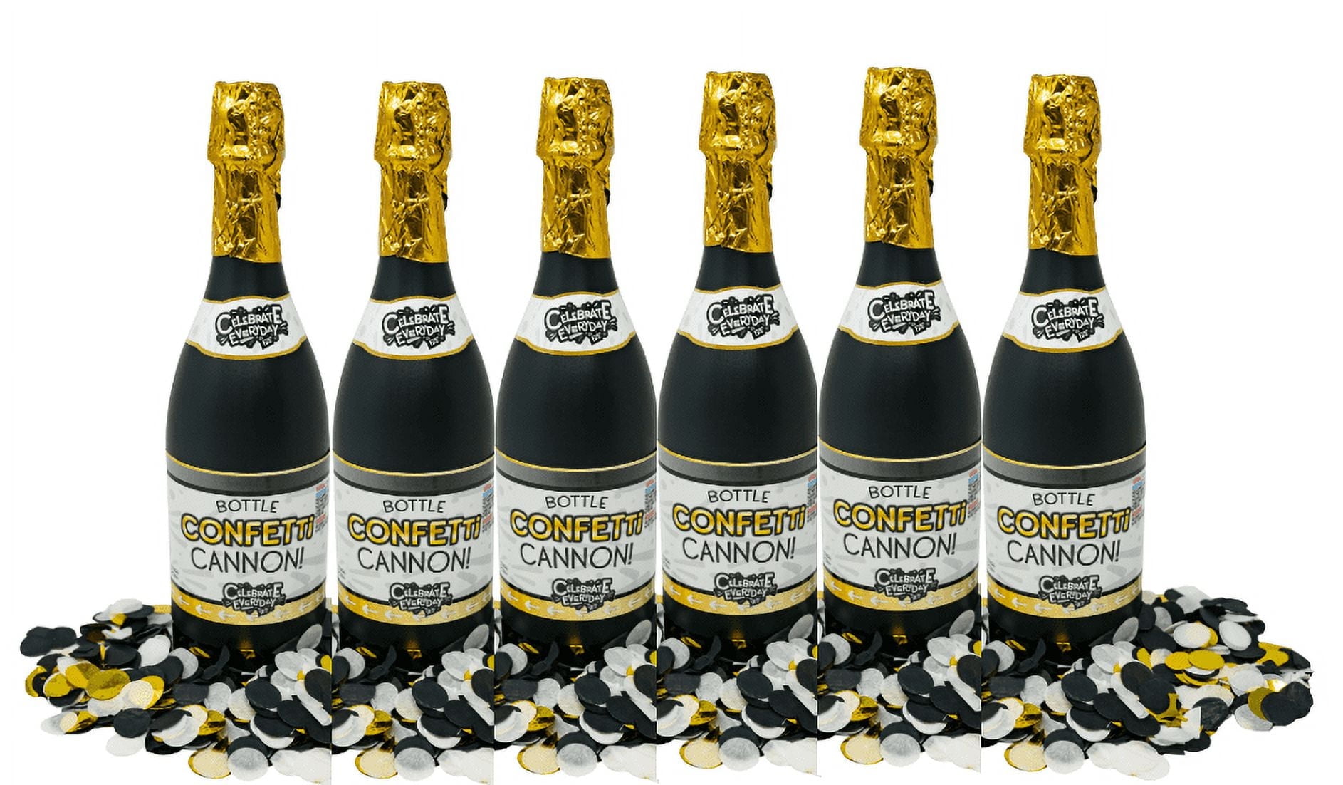 TNT Fireworks, Bottle Confetti Cannon, 6 Pack, PartyFavors, Round Black ...