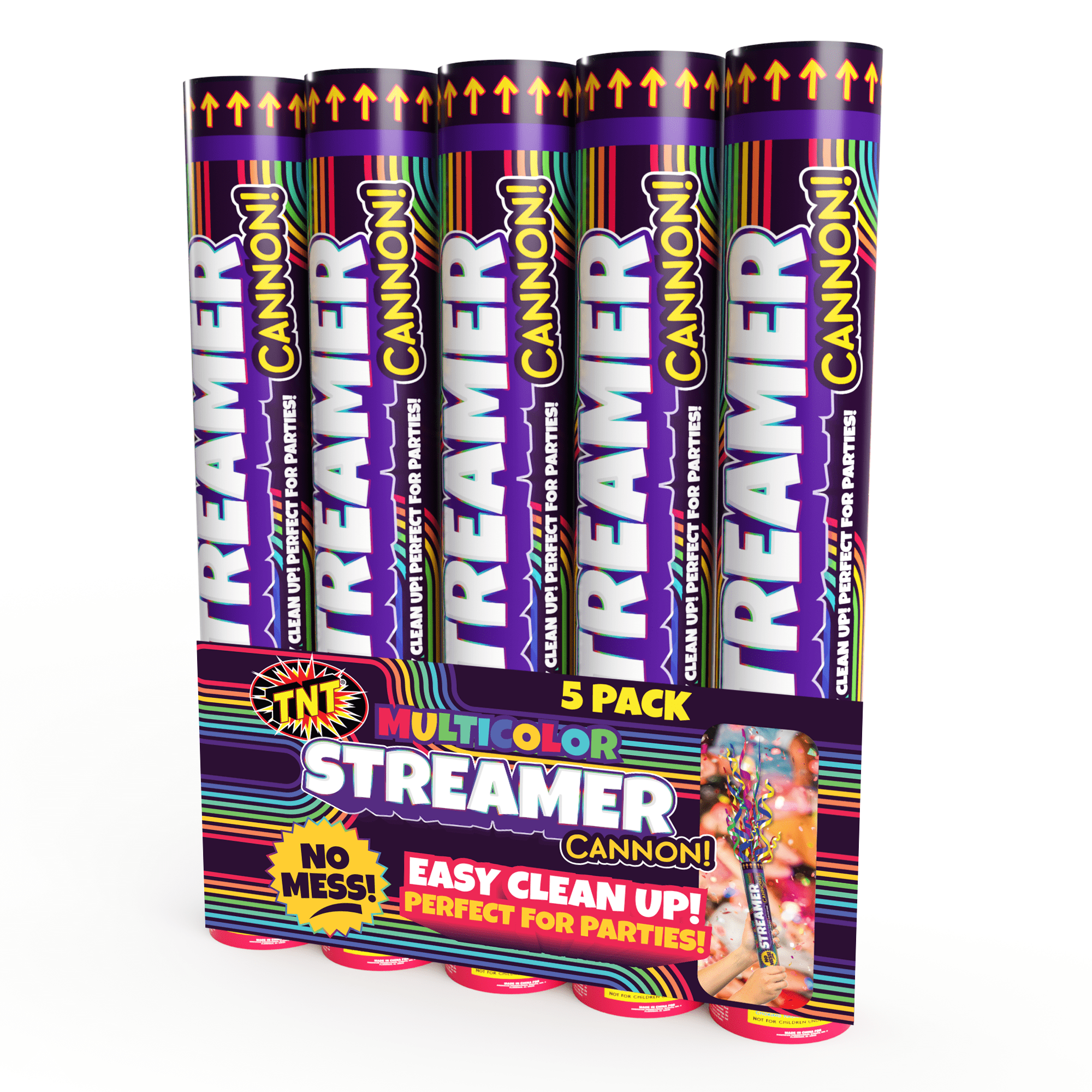 Brand TNT Fireworks, Multicolor Streamer Paper Confetti Cannon, 5 Count ...