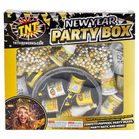 TNT Fireworks, New Year's Party Box, 3-Pack, Party Poppers and Hats ...