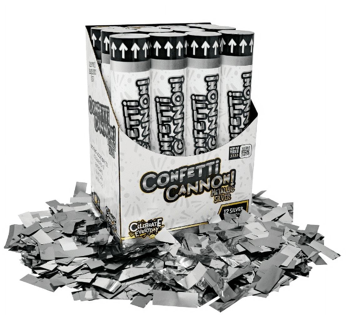 TNT Fireworks, Silver Metallic Confetti Cannon, 12 Pack, Silver ...