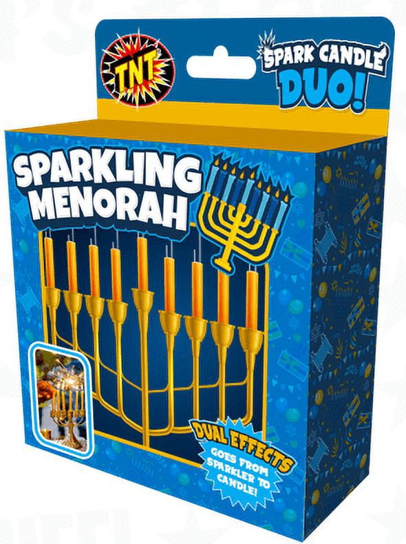 TNT Fireworks, Sparling Menorah, Sparkler and Candle Effects, Gold ...