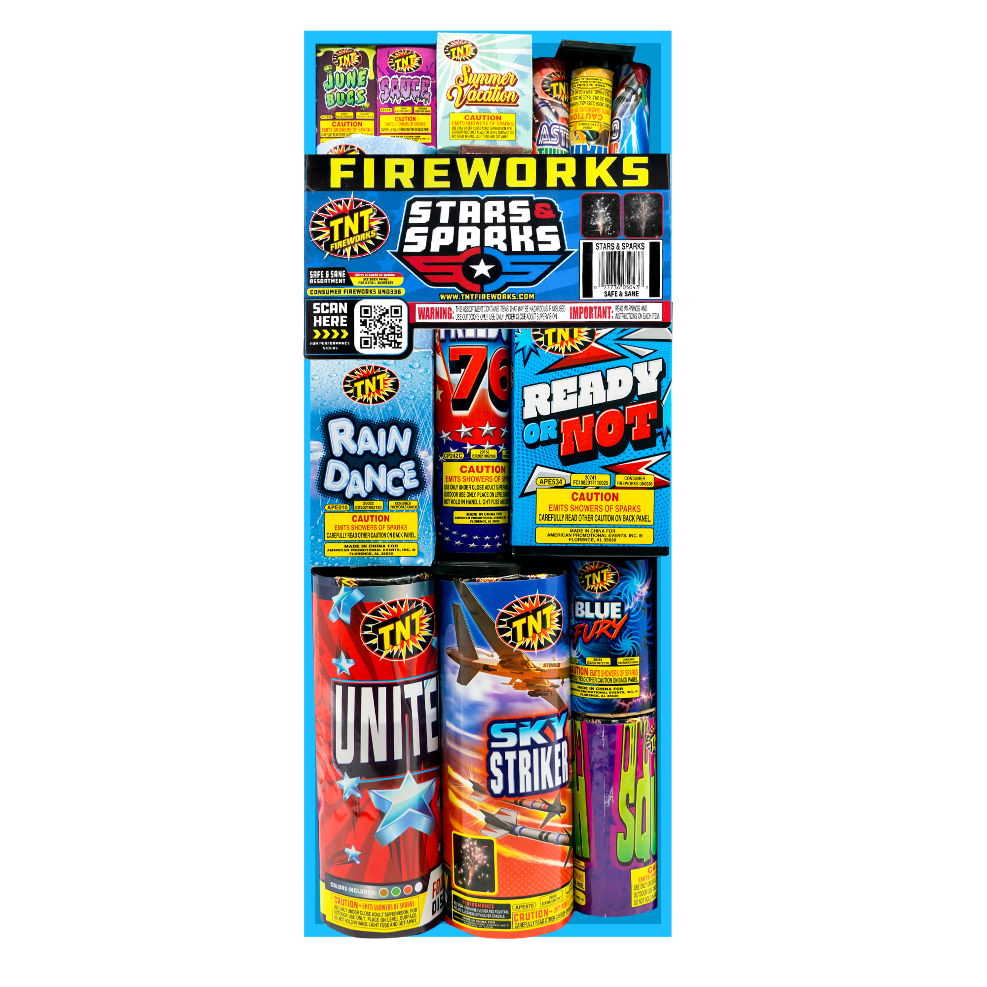 TNT Fireworks, Stars and Sparks, Assortment Pack, Ground Based Fountain ...
