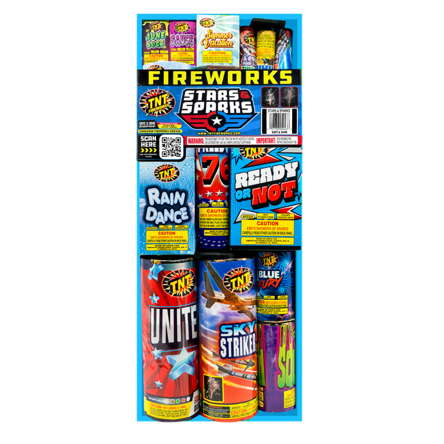 TNT Fireworks, Stars and Sparks, Assortment Pack, Ground Based Fountain ...