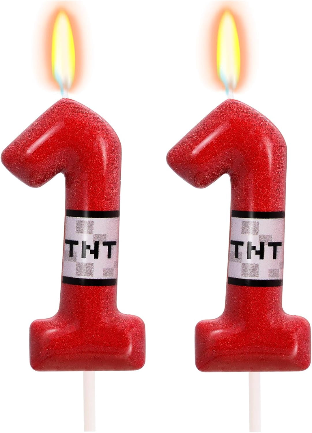 TNT Themed Birthday Candles for Boys Girls, Pixels Cake Topper, Kids ...