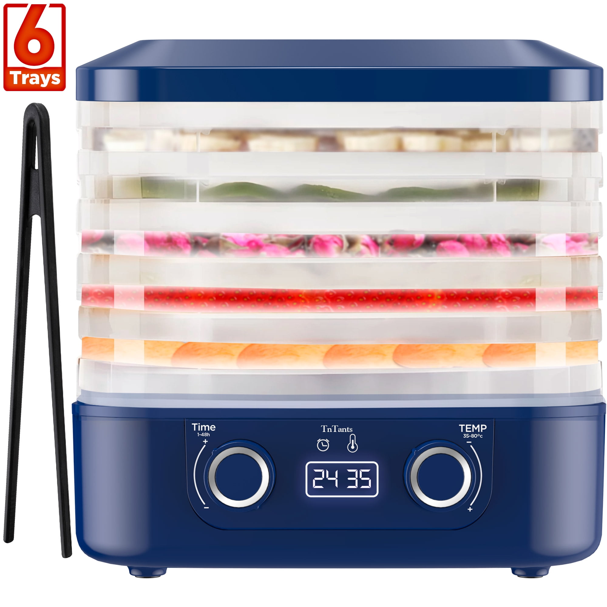 TNTANTS Food Dehydrator Machine, 6 BPA-Free Trays, 48H Timer, 95-176â ...
