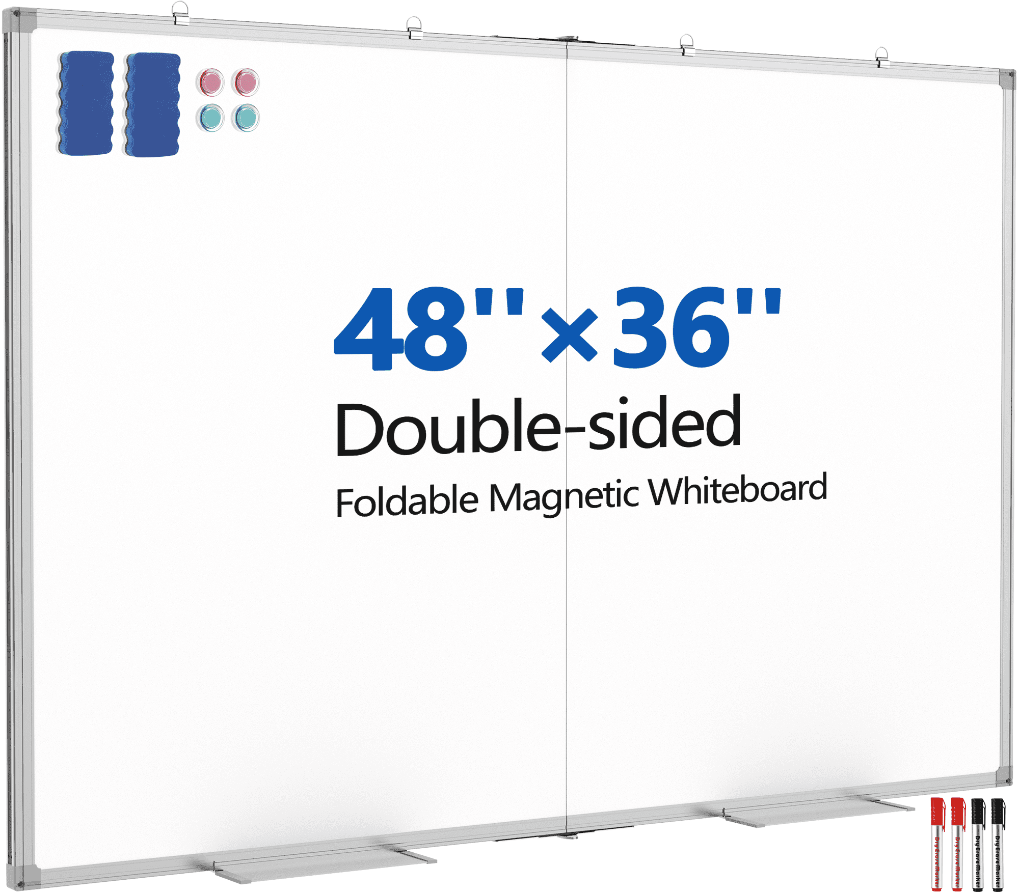 TNTANTS Large White Board Dry Erase Board, 48''×36'' Foldable Double ...