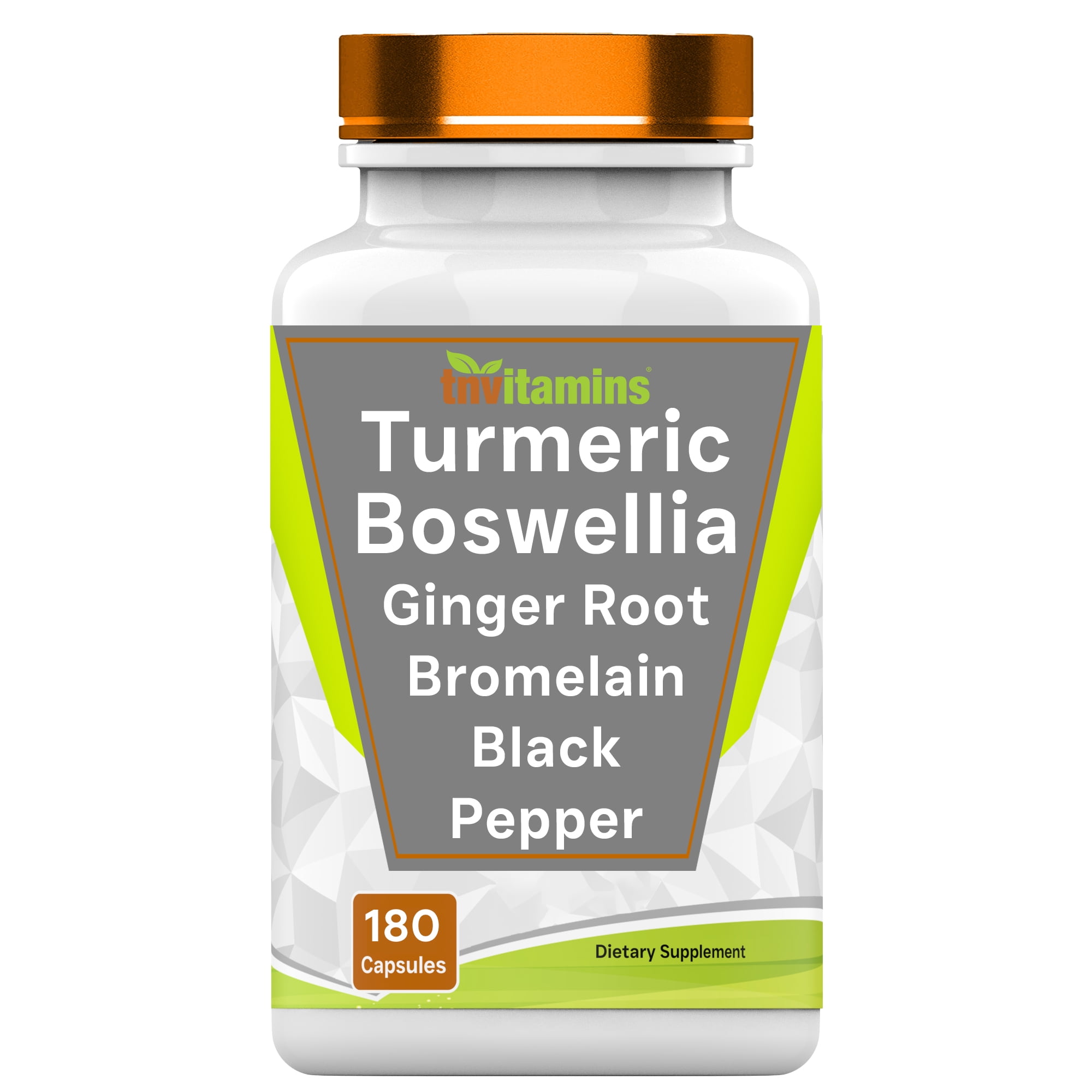 TNVitamins Turmeric & Boswellia Complex (180 Capsules) with Ginger Root ...