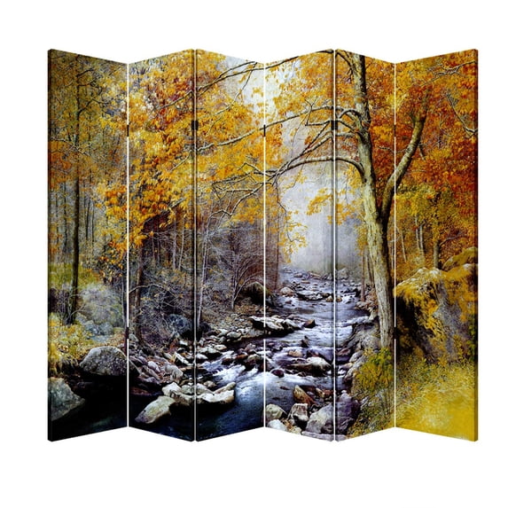 TOA 6 Panel Folding Screen Canvas Divider- Autumn River - Walmart.com