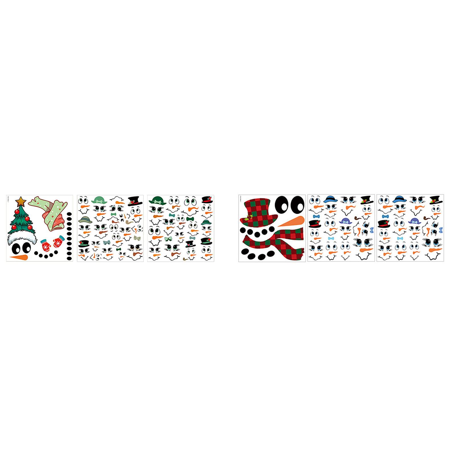 TOAHENLA 6Sheets Cute Cartoon Snowman Face Stickers Christmas Ornaments ...