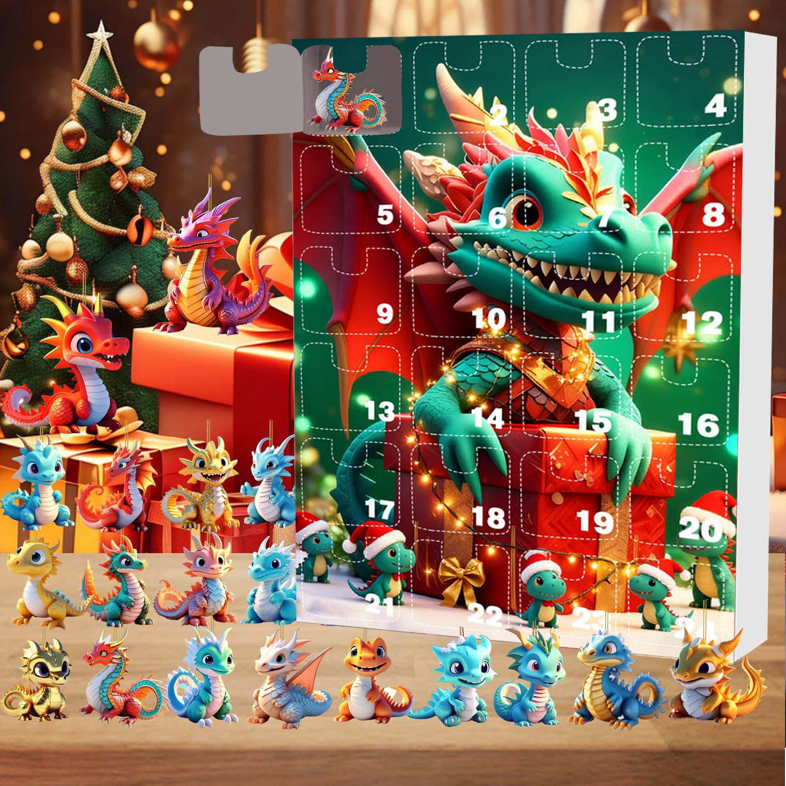 TOAHENLA Christmas Dragon Ornaments Advent Calendar 24 Days Christmas ...