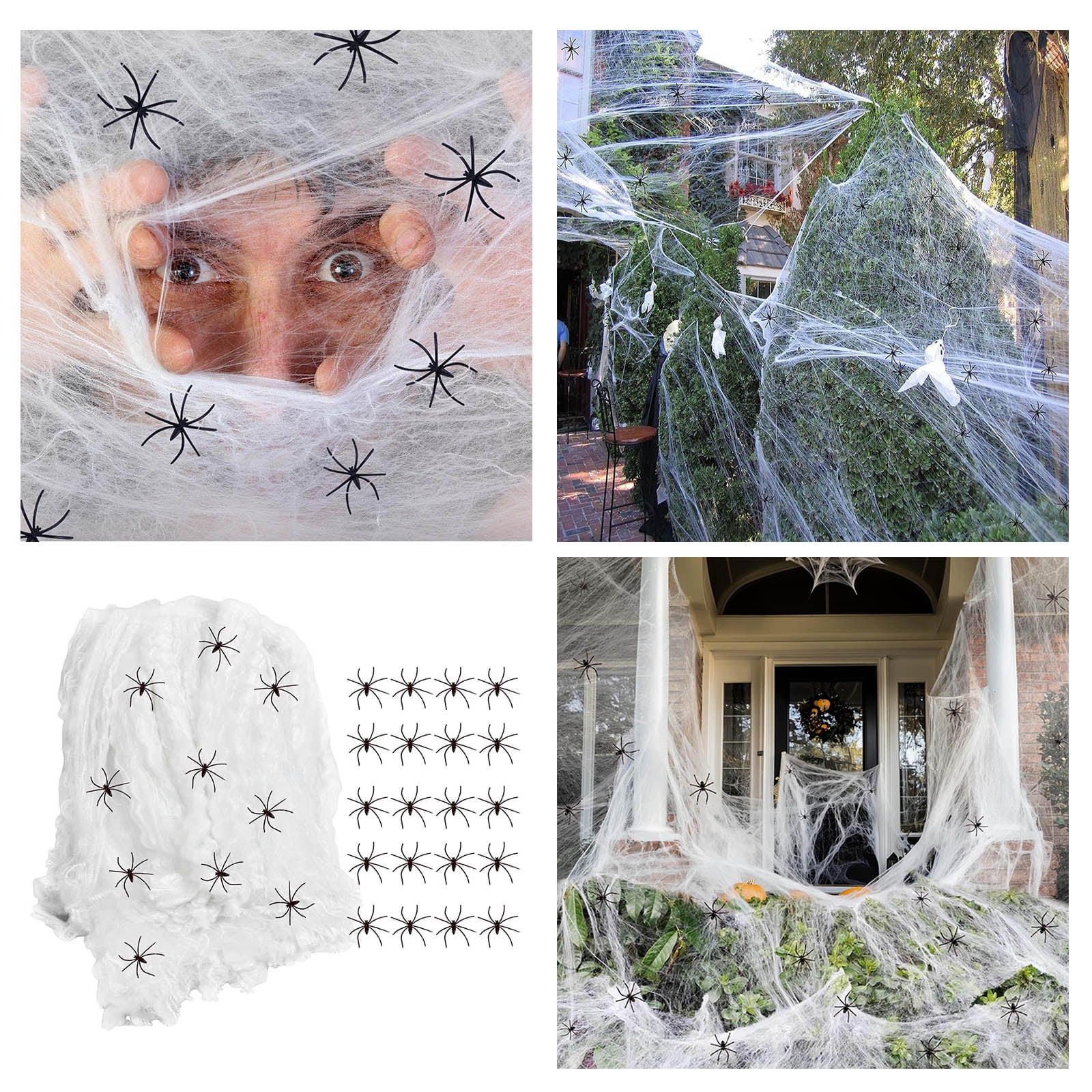 TOAHENLA HalloweenSpiderWeb Decorations with 30Black ArtificialSpiders ...