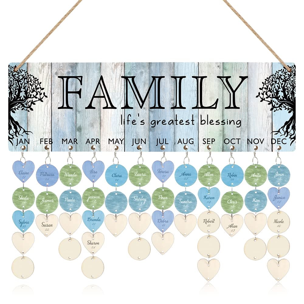 TOARTi Blessing Family Reminder Calendar Board(16''x5''), SMRDIY Wooden ...