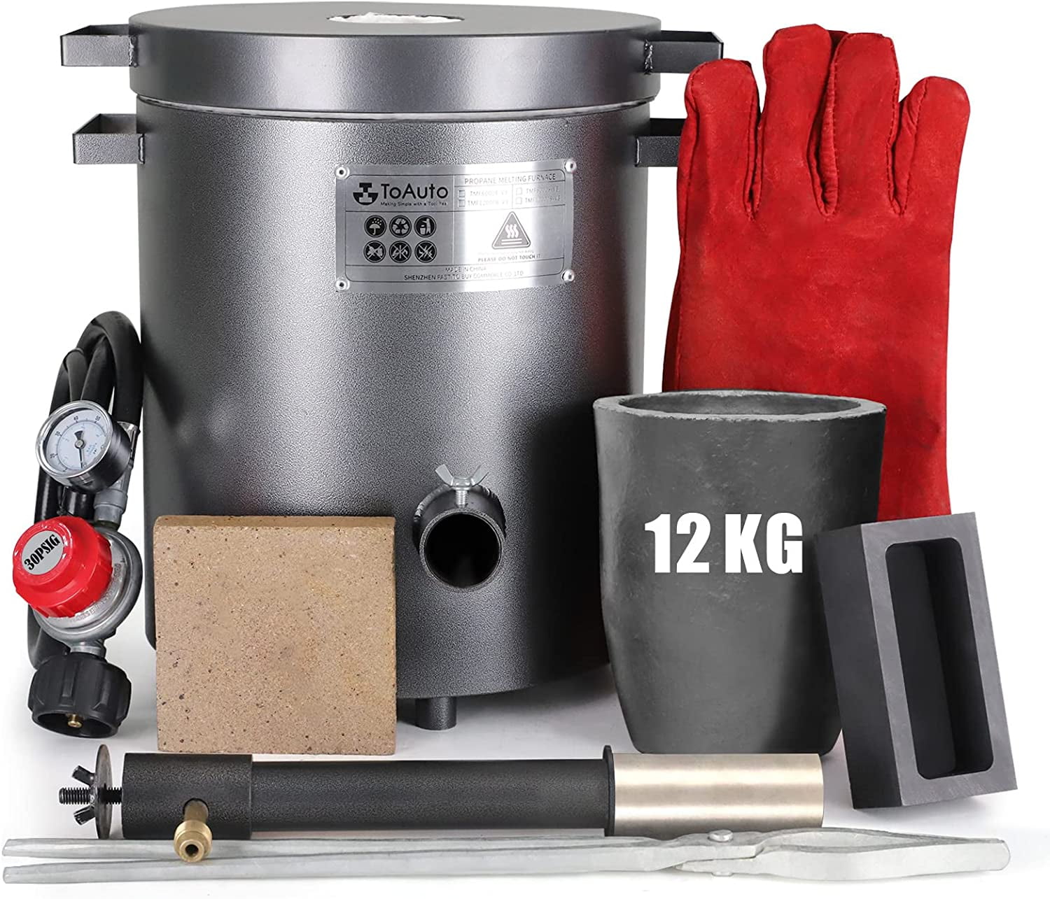 TOAUTO 12KG Propane Melting Furnace Gas Smelter Kit for Smelting Gold ...