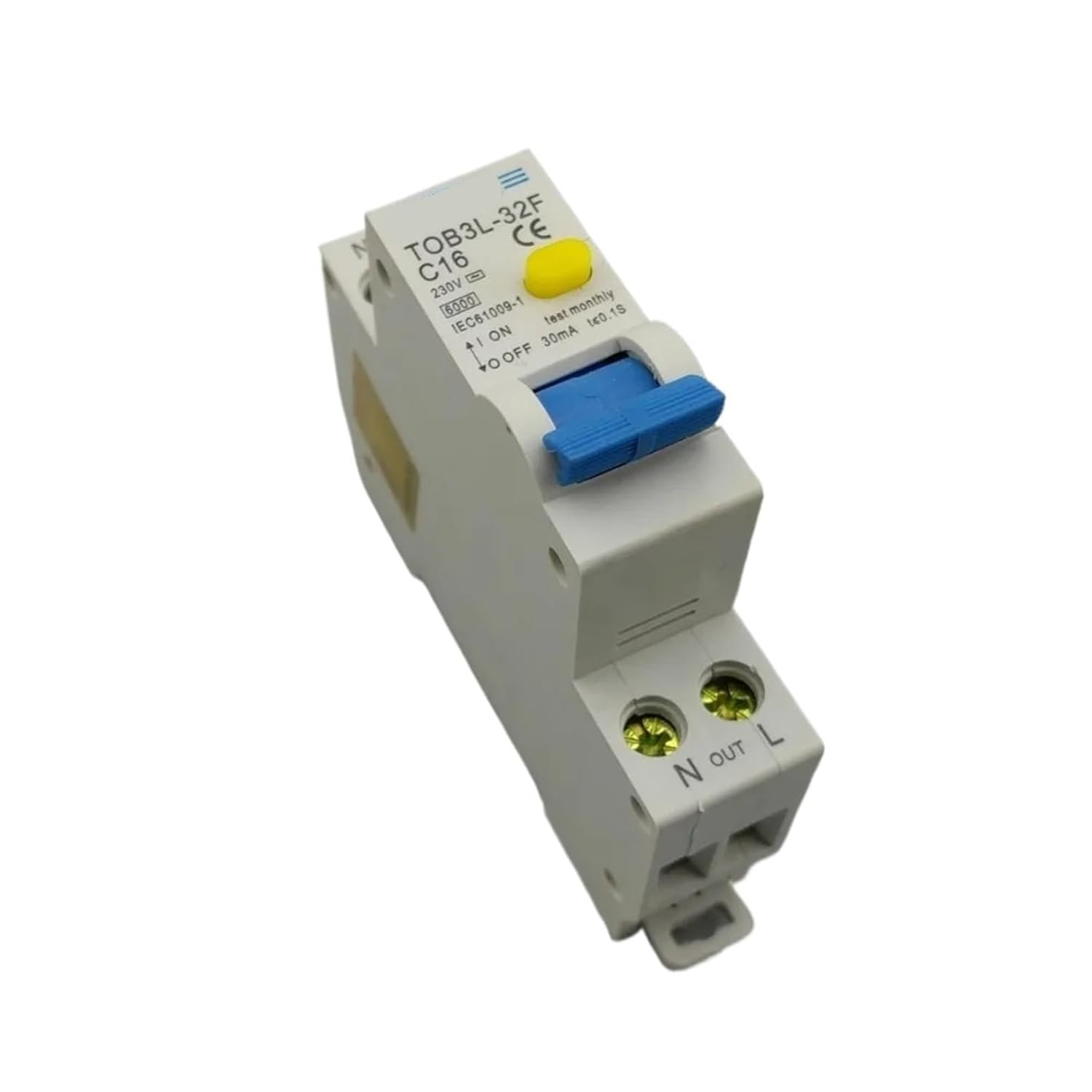 TOB3L-32F 18MM 16A 1P+N 6KA Residual Current Circuit Breaker with Over Current and Leakage ...