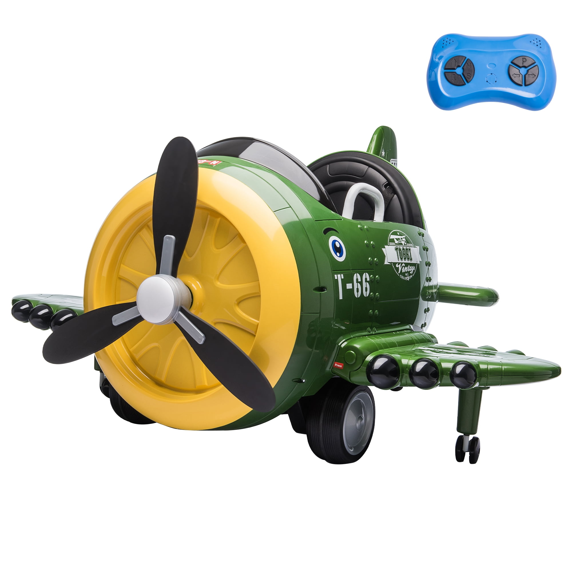 TOBBI 12V Kids Electric Airplane Ride on Car W/ Remote Control, 360 ...
