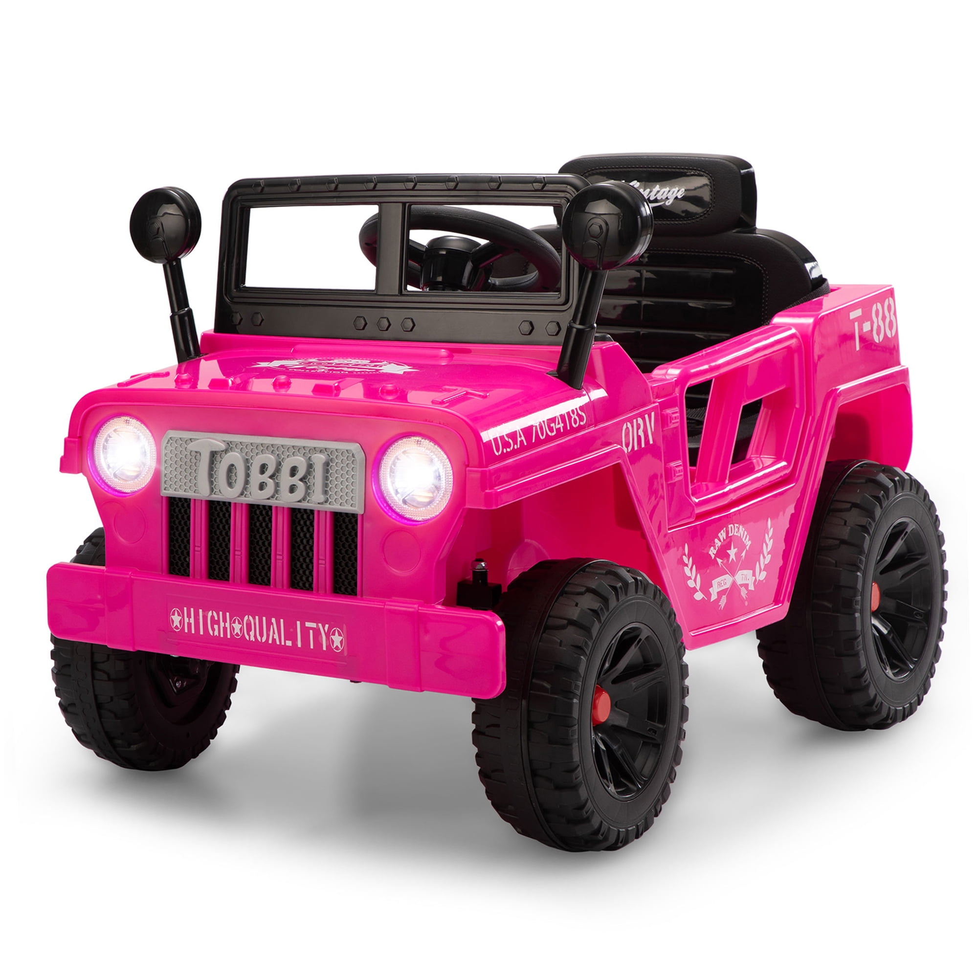 TOBBI 12V Kids Electric Ride-On Truck Car, LED Headlights, Music, Horn ...