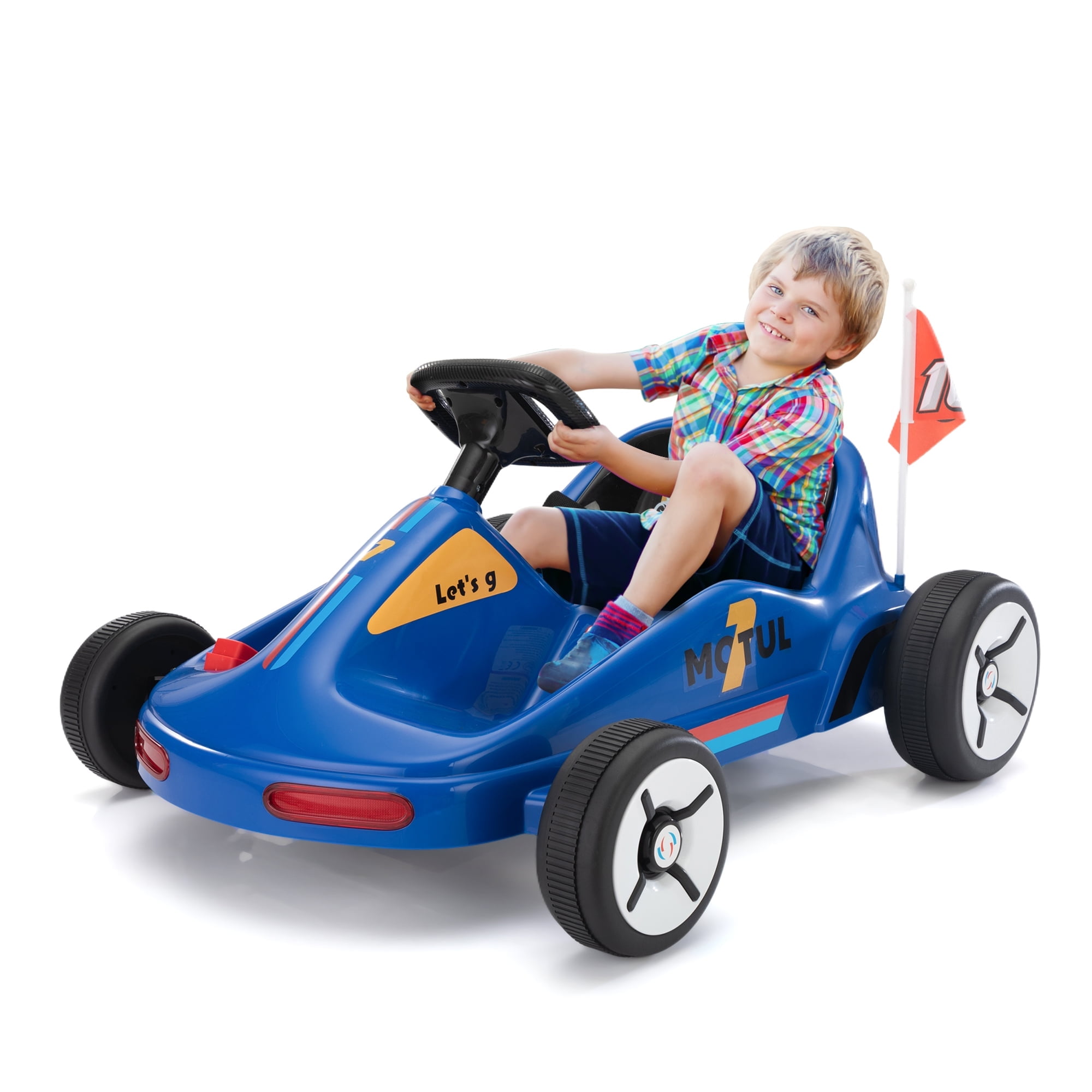 TOBBI 12V Kids’ Go Kart, Outdoor Battery Powered Ride on Car for Boys ...