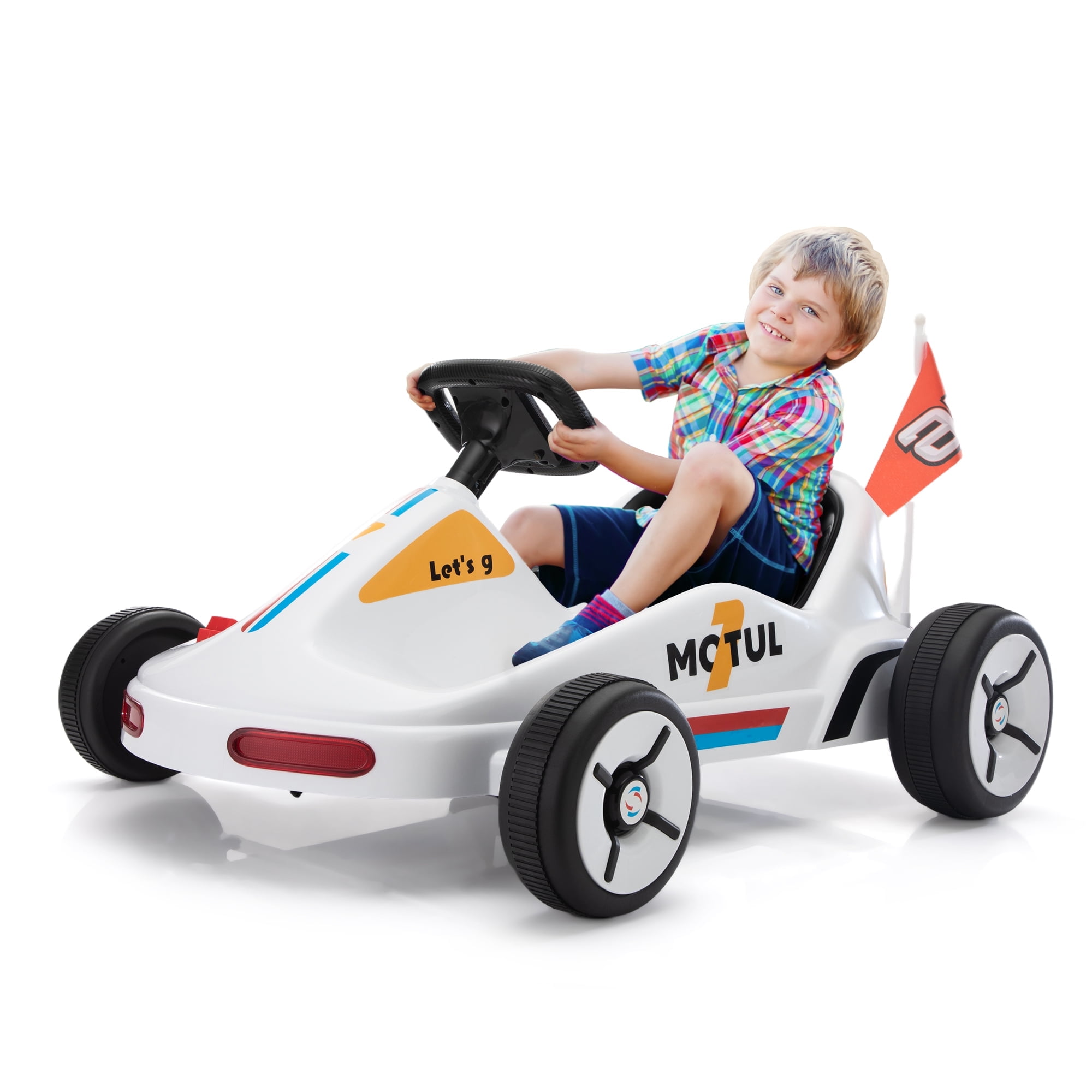 TOBBI 12V Kids’ Go Kart, Outdoor Battery Powered Ride on Car for Boys ...