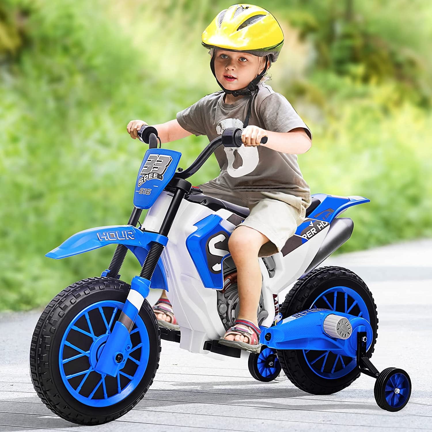 TOBBI 12V Kids Ride on Motorcycle Battery Powered Motorbike Off-Road ...