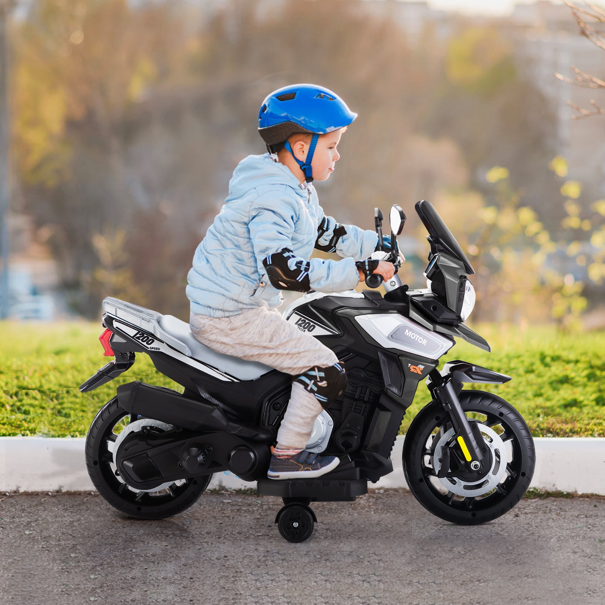 TOBBI 12V Kids Ride on Motorcycle Battery Powered off-Road Motorbike ...