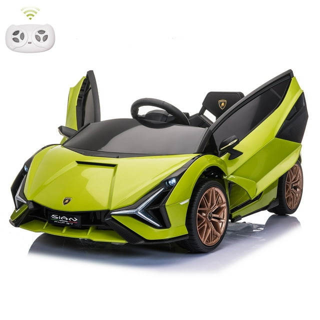 TOBBI Lamborghini Sian Kids Ride-On, 12V, w/ Remote & LED Lights, Green ...