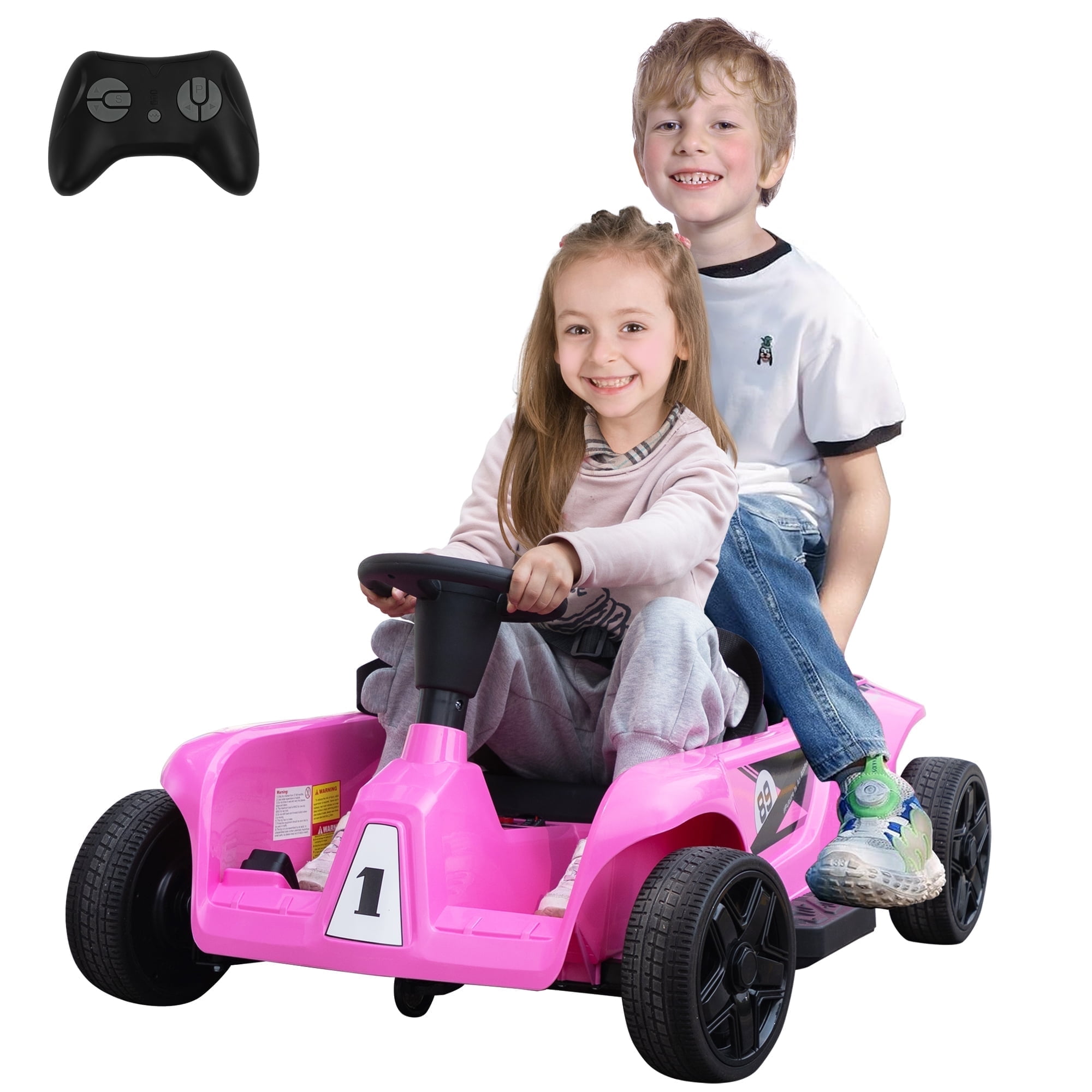 TOBBI 24V 2 Seater Electric Go Kart for Kids, Battery Powered Ride on ...