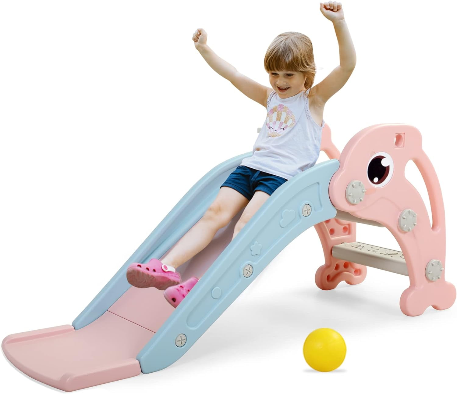 Tobbi 3 in 1 Toddler Slide, Plastic Kids Slide with Climb Stairs ...