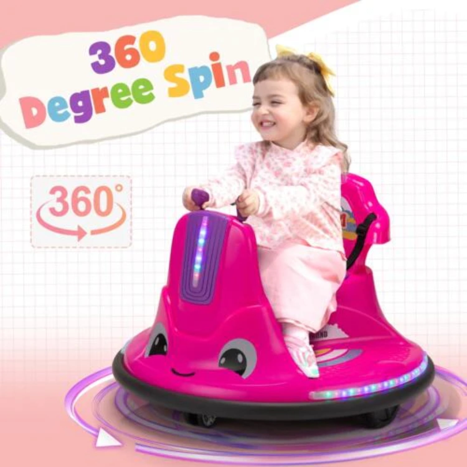 TOBBI 360° Degree Electric Snail Ride-On Toy for Toddlers - 12v Bumper ...