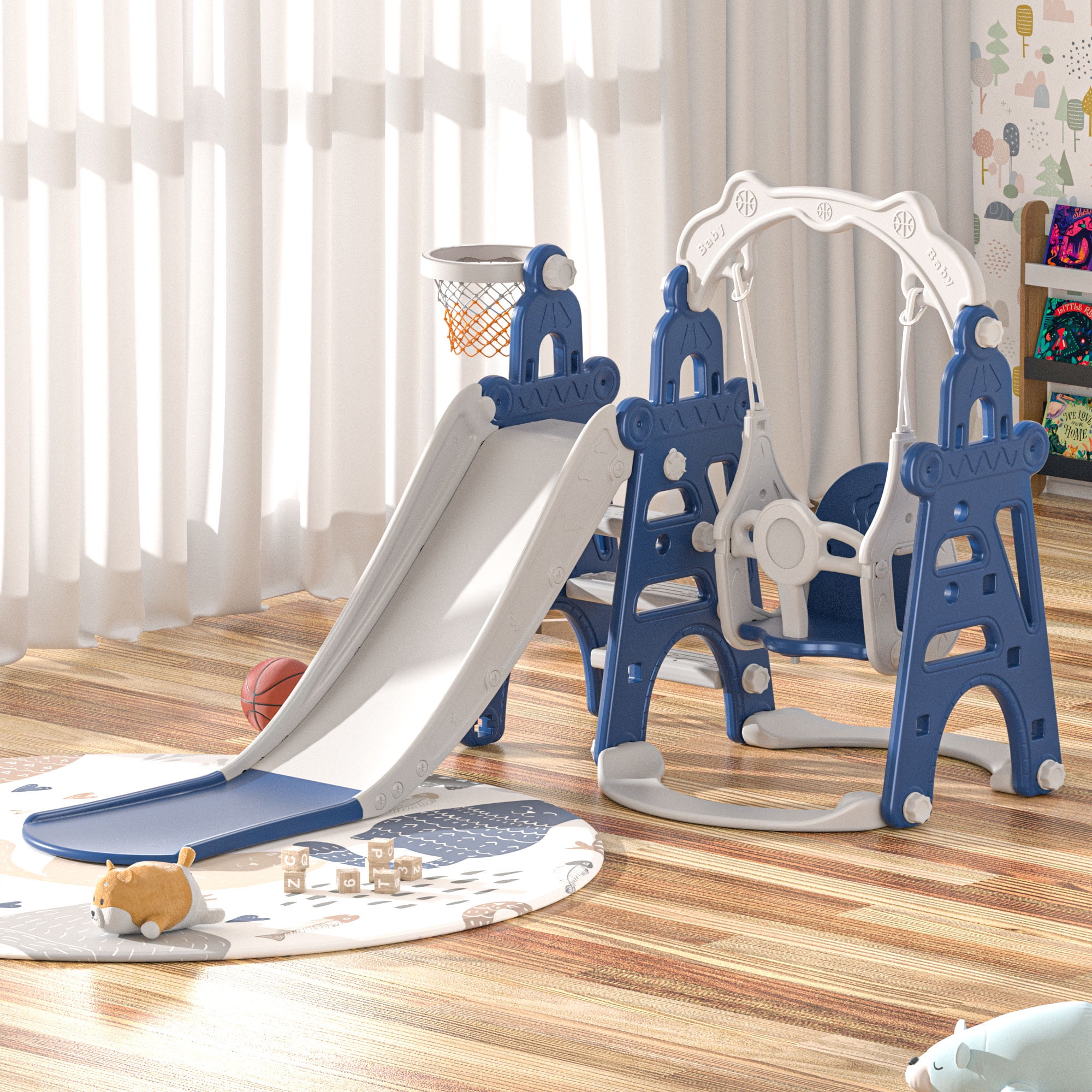 TOBBI Kids Combo Backyard Playground: 4 in 1 Slide, Swing, Climber ...