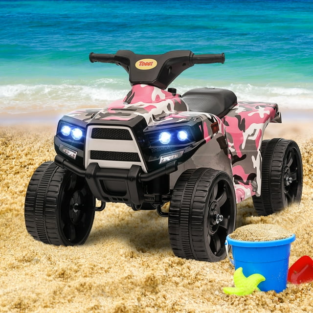 TOBBI Kids 6V Electric Quad Car, 4 Wheeler ATV Ride on Toy with LED Headlights, Horn, Speed ...