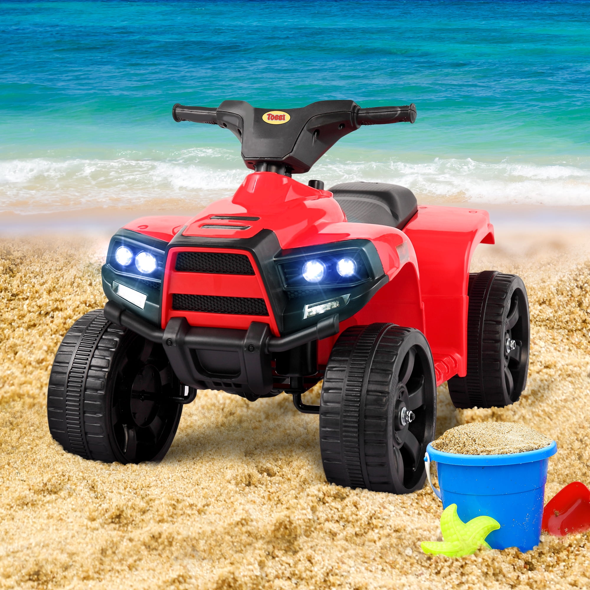 TOBBI Kids ATV, 6V 4 Wheeler Electric Quad Car Ride on Toys W/ LED Headlights, Horn, Speed ...
