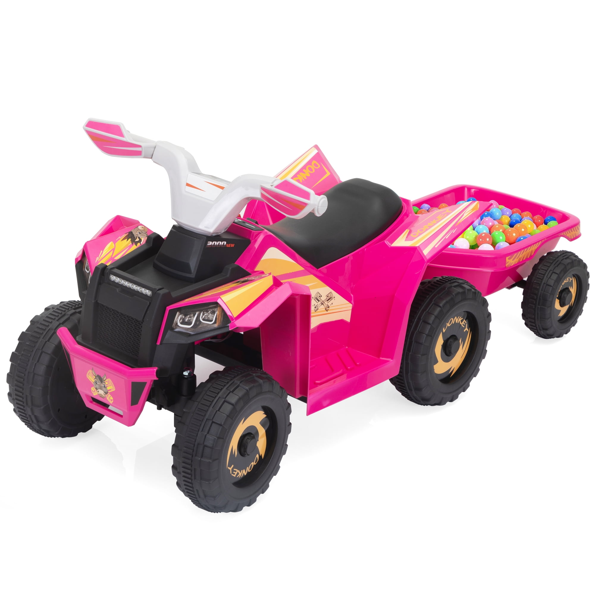 TOBBI Kids ATV, 6V Quad Car, Battery Powered Ride-On with Trailer ...