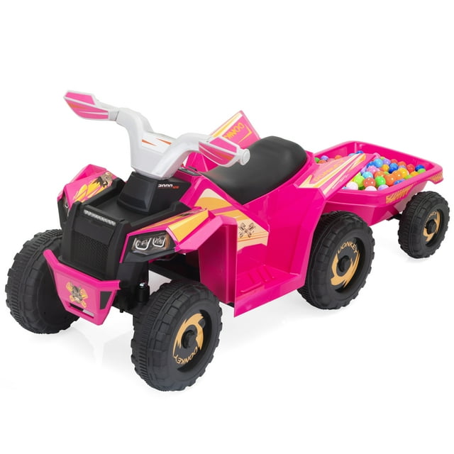 TOBBI Kids ATV, 6V Quad Car, Battery Powered Ride-On with Trailer ...