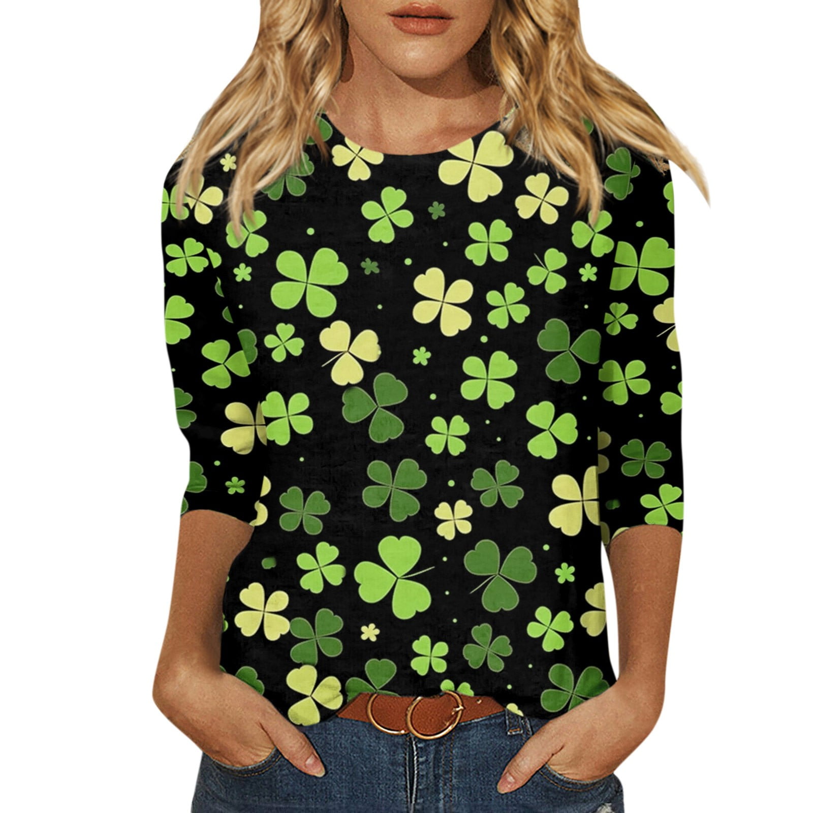 Tobchonp St Patricks Day Tops For Women Irish Shamrock Print Graphic 3