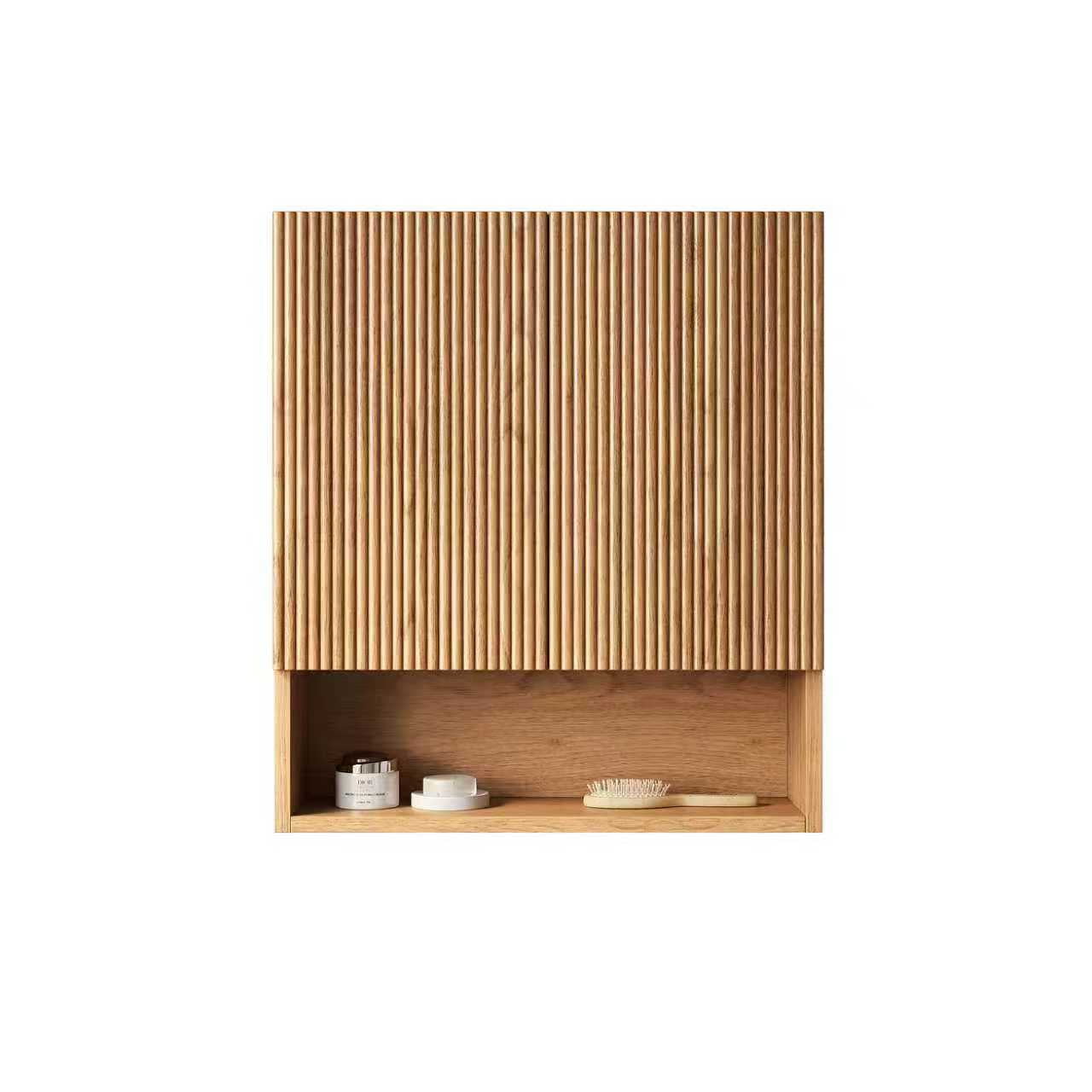 TOBI 26" Wall-Mounted Striped Bathroom Cabinet, with Doors, Shelf and ...