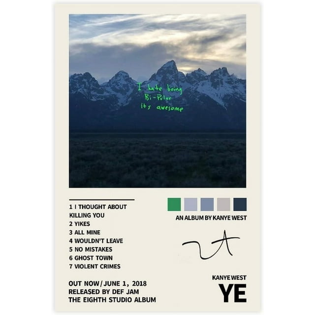 TOBIANG Kanye West Poster Ye Music Album Cover Signed Limited Poster ...