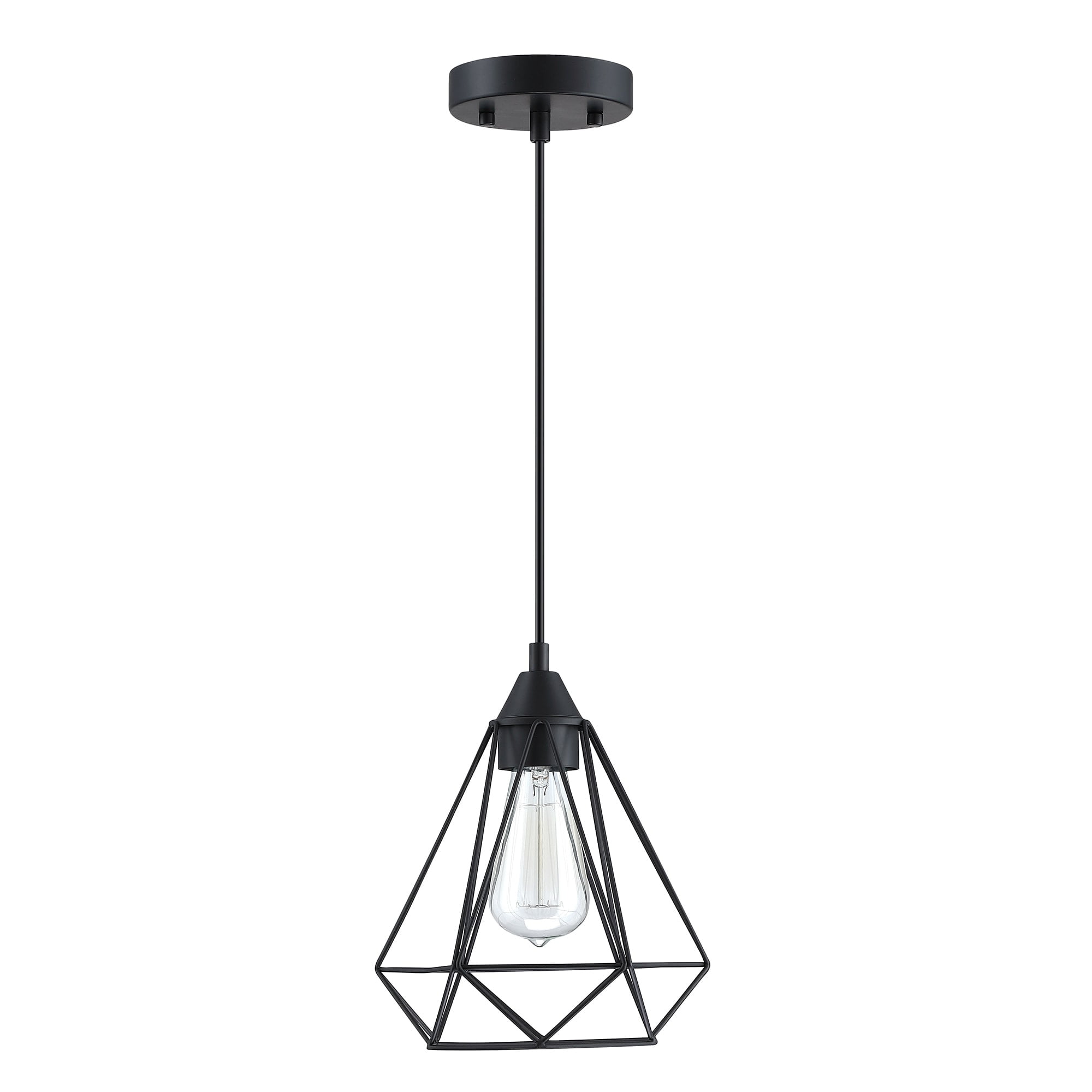 TOBILI 1-Light Lantern Chandelier with Black Diamond-shaped Metal Outer ...