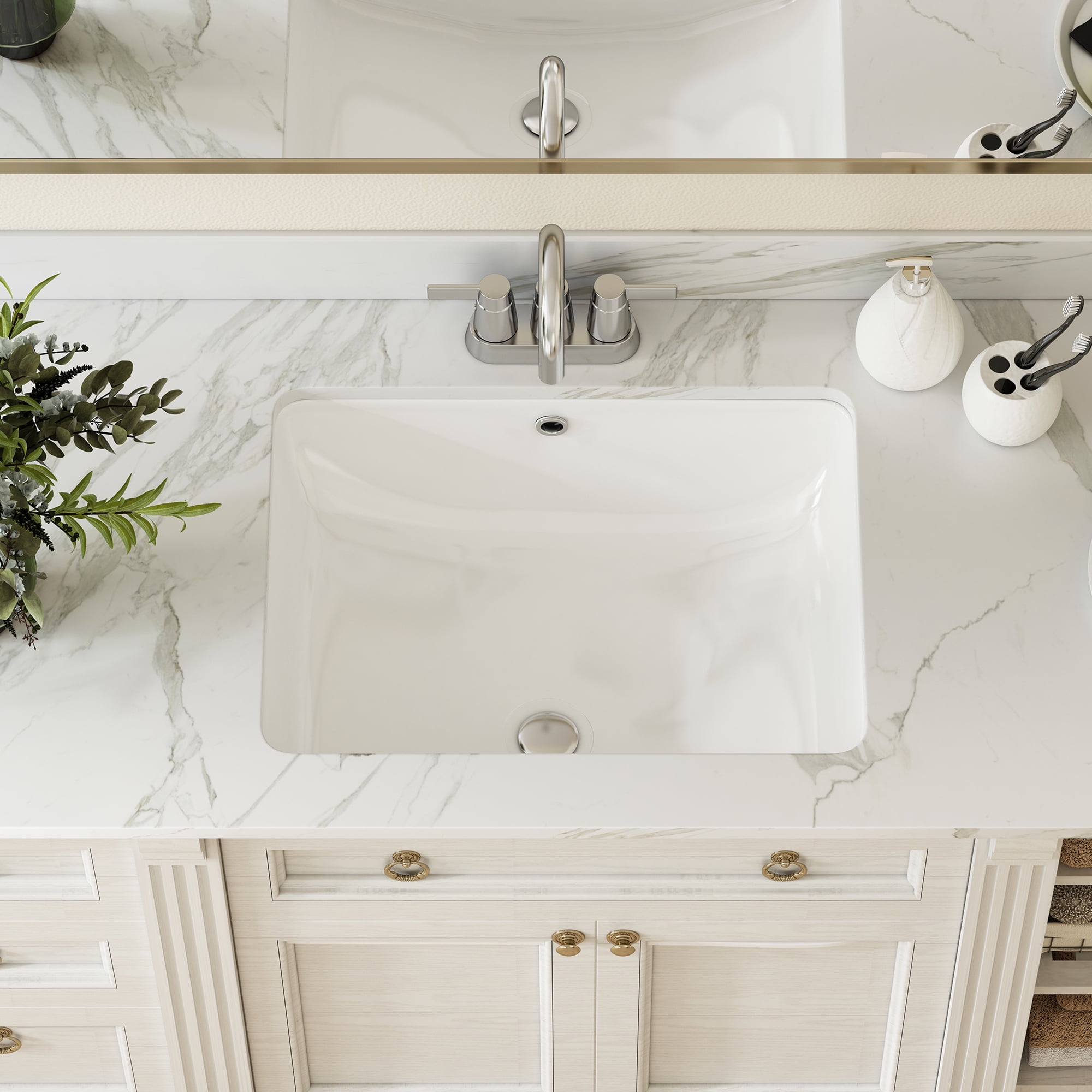 TOBILI 20" Under Mount Design Bathroom Sink with Overflow Hole Whuite ...