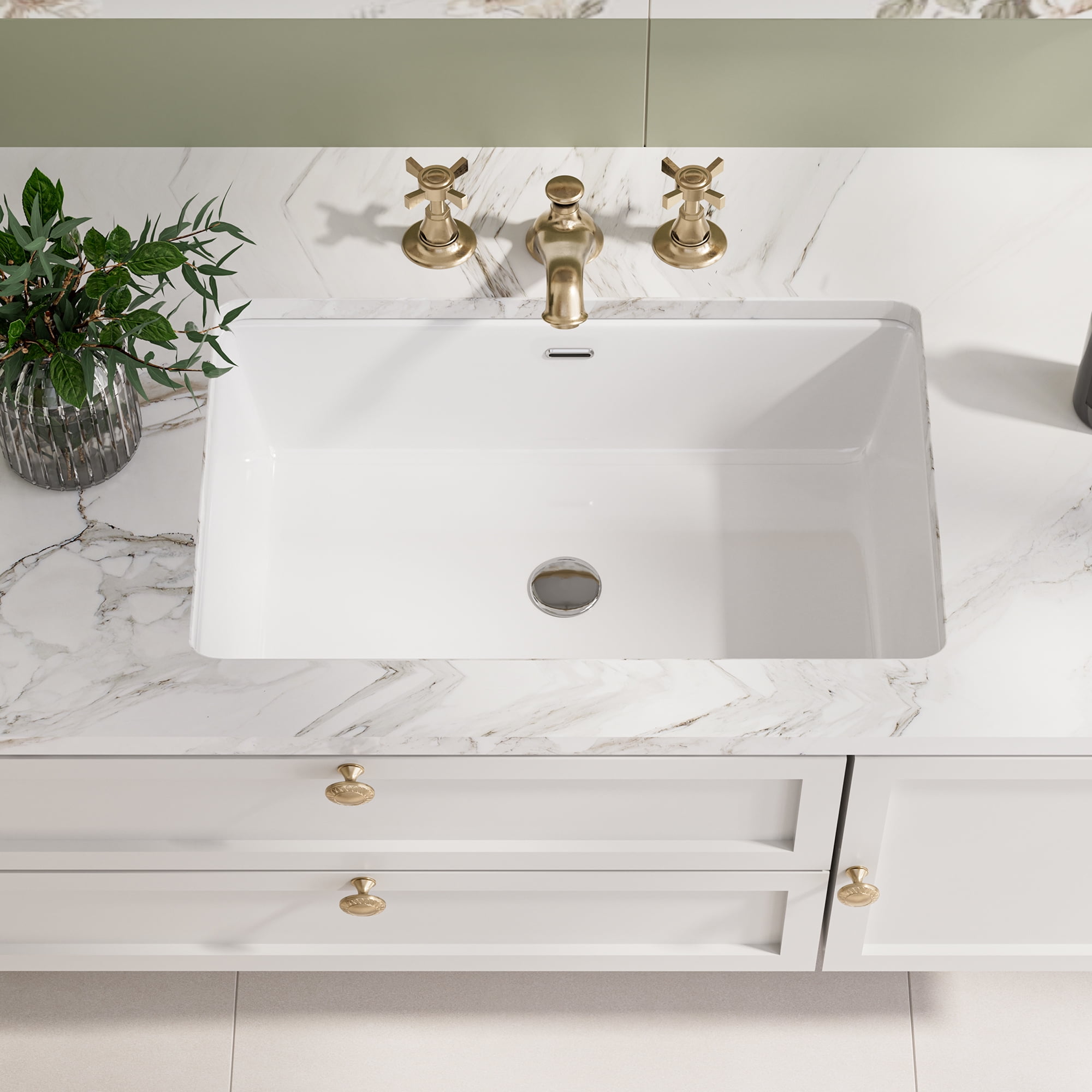 TOBILI 27" Rectangle Right Angle Undermount Design Bathroom Sink with ...