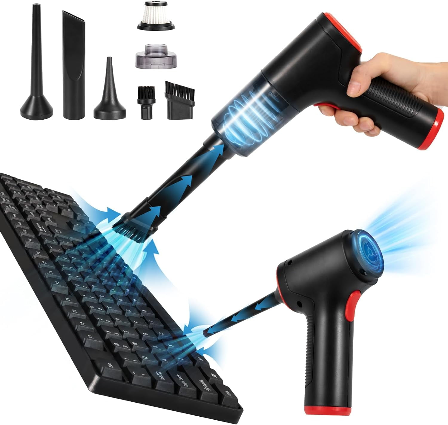 TOBTOS Keyboard Vacuum Cleaner, 6000PA Cordless Computer Vacuum Cleaner ...