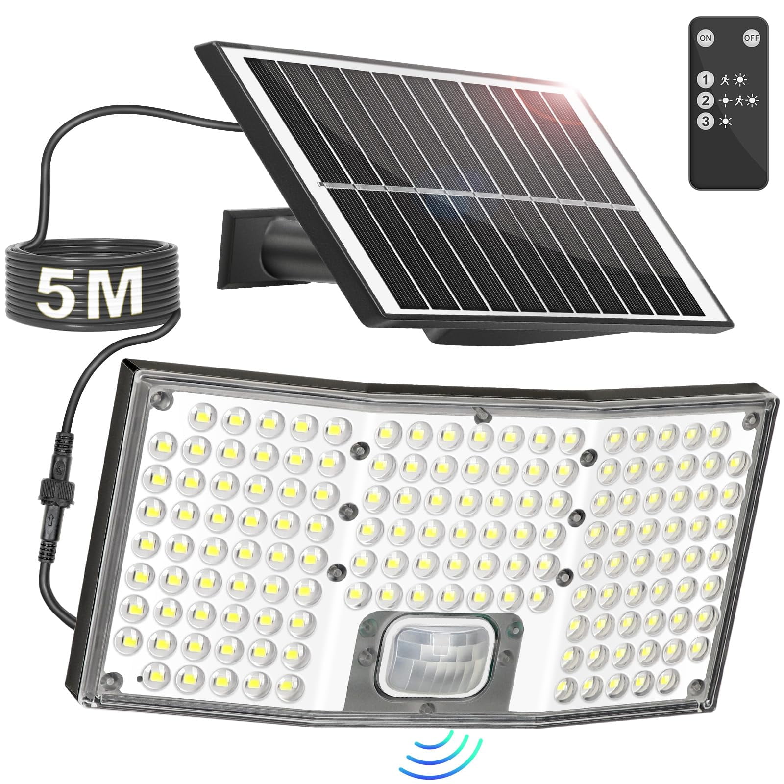 TOBUSA Motion Sensor Solar Light Outdoor, Dusk Dawn Solar Powered Flood ...