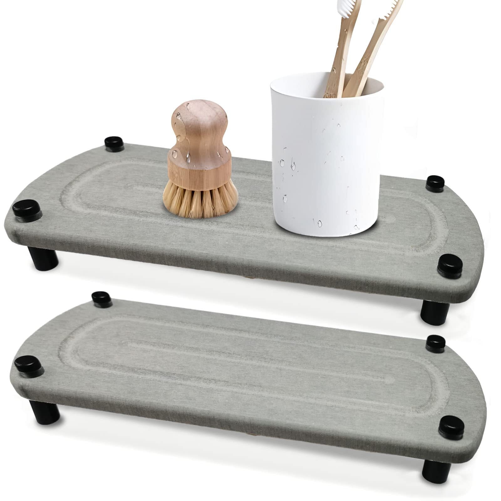 TOCOKEID Instant Drying Stone Sink Organizer Tray Set for Bathroom ...