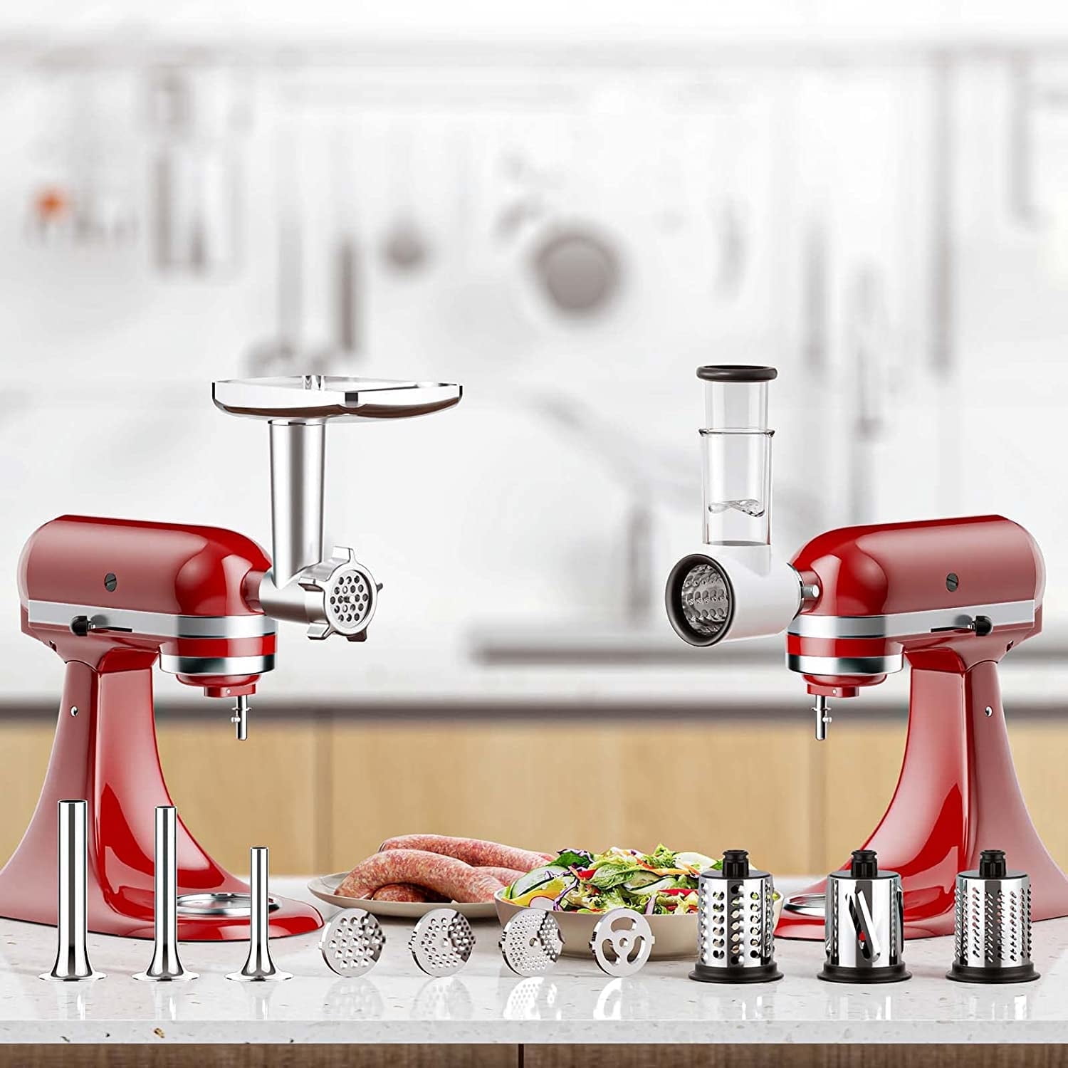 TOCOKEID Meat Grinder and Cheese Grater Attachment for KitchenAid Stand ...