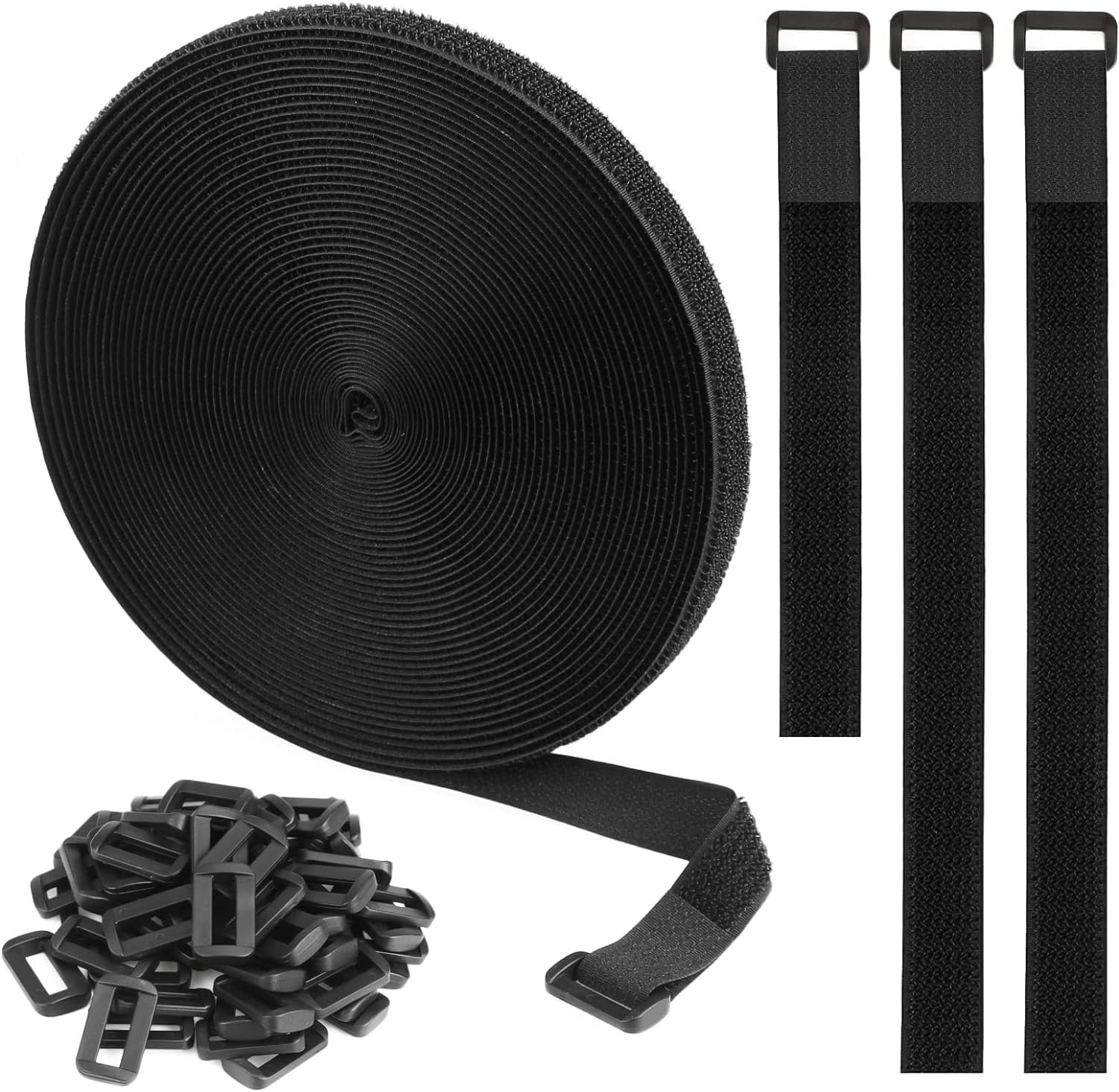 TOCOLES 8m x0.8'' Black10Kg Hook and Loop Cable Straps, 30 Count ...