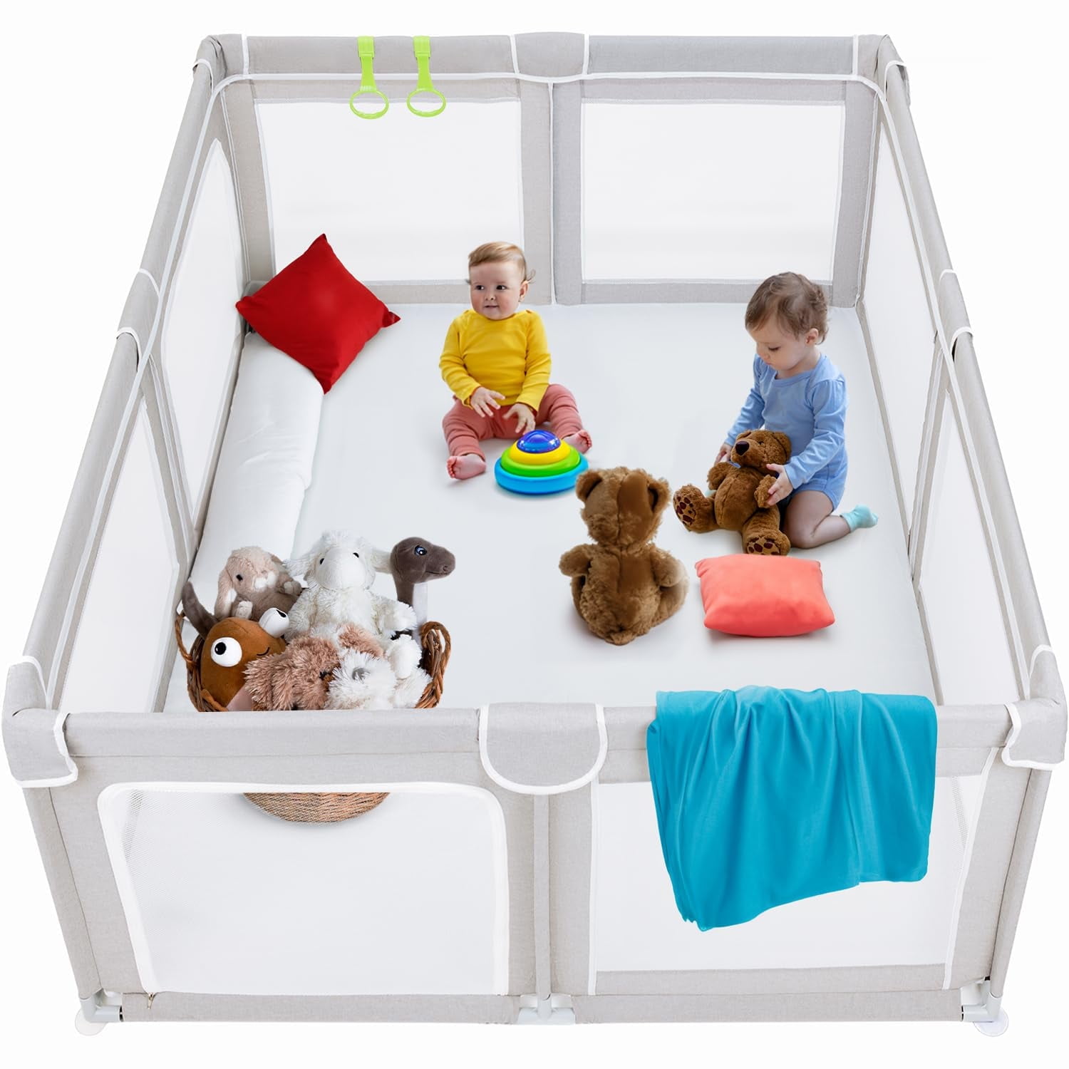 TODALE Baby Playpen 70”×59”- Baby Play Yard with Tear-Resistant ...
