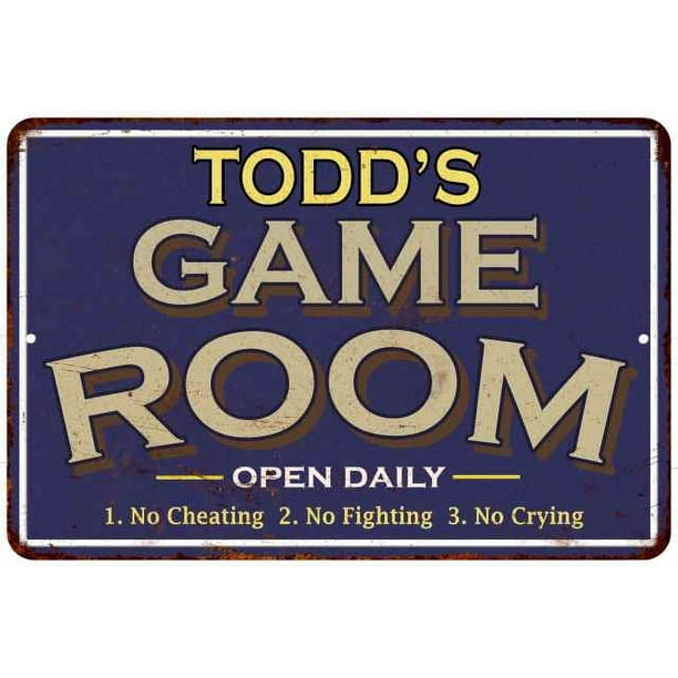 TODD'S Blue Game Room Sign Metal 8 x 12 High Gloss Metal 208120002449 ...