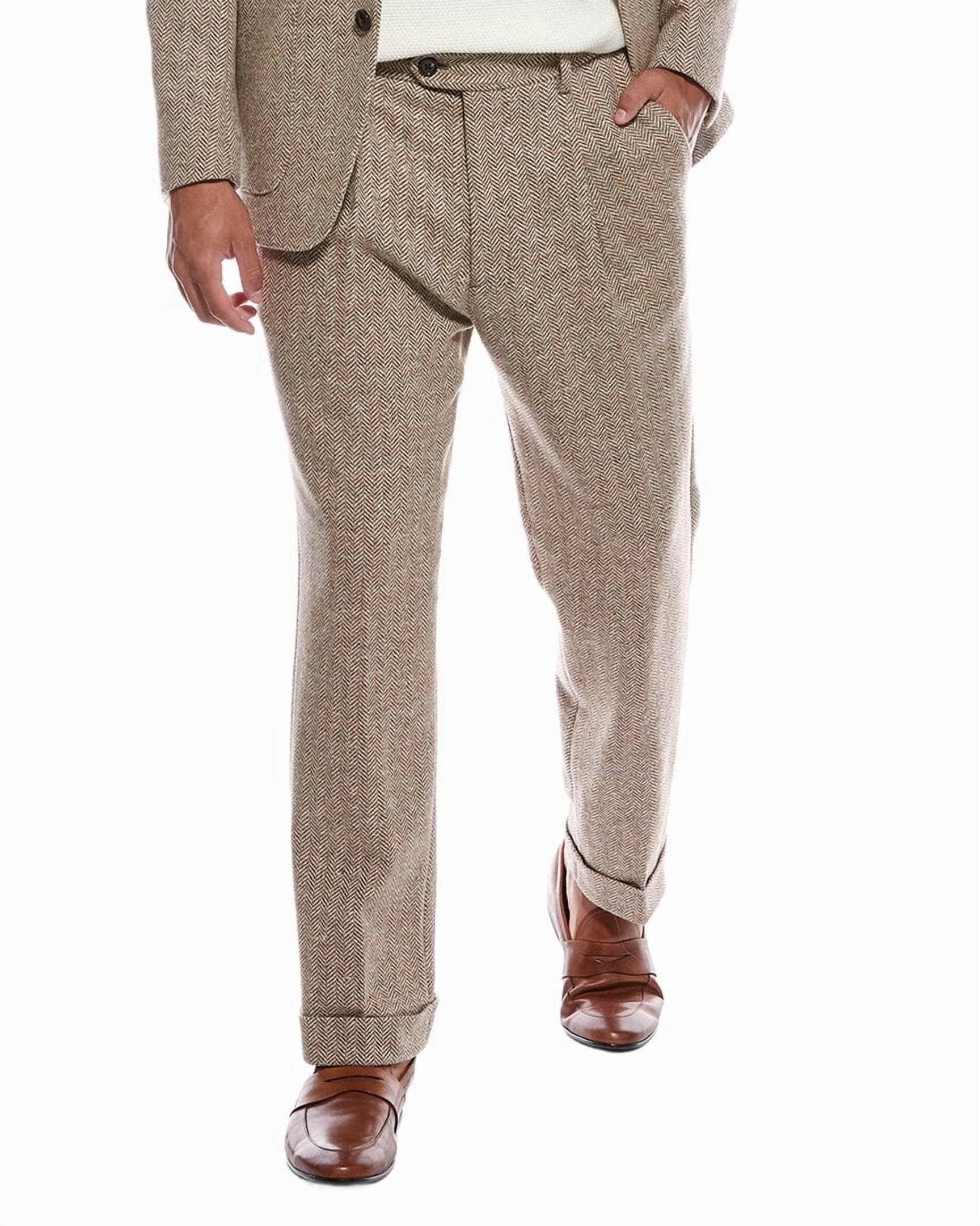 TODD SNYDER mens Herringbone Madison Wool-Blend Trouser, 32 x 30, Tan ...