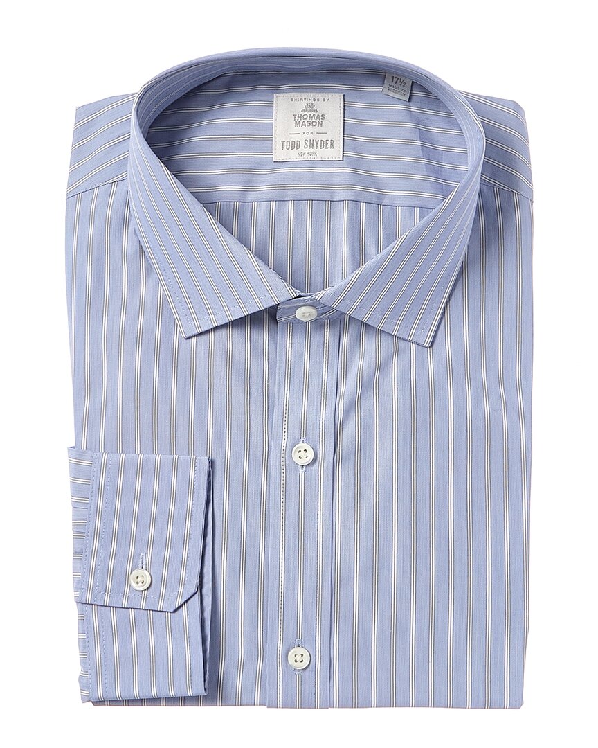 TODD SNYDER mens Thomas Mason for Dress Shirt, 17.5, Blue - Walmart.com