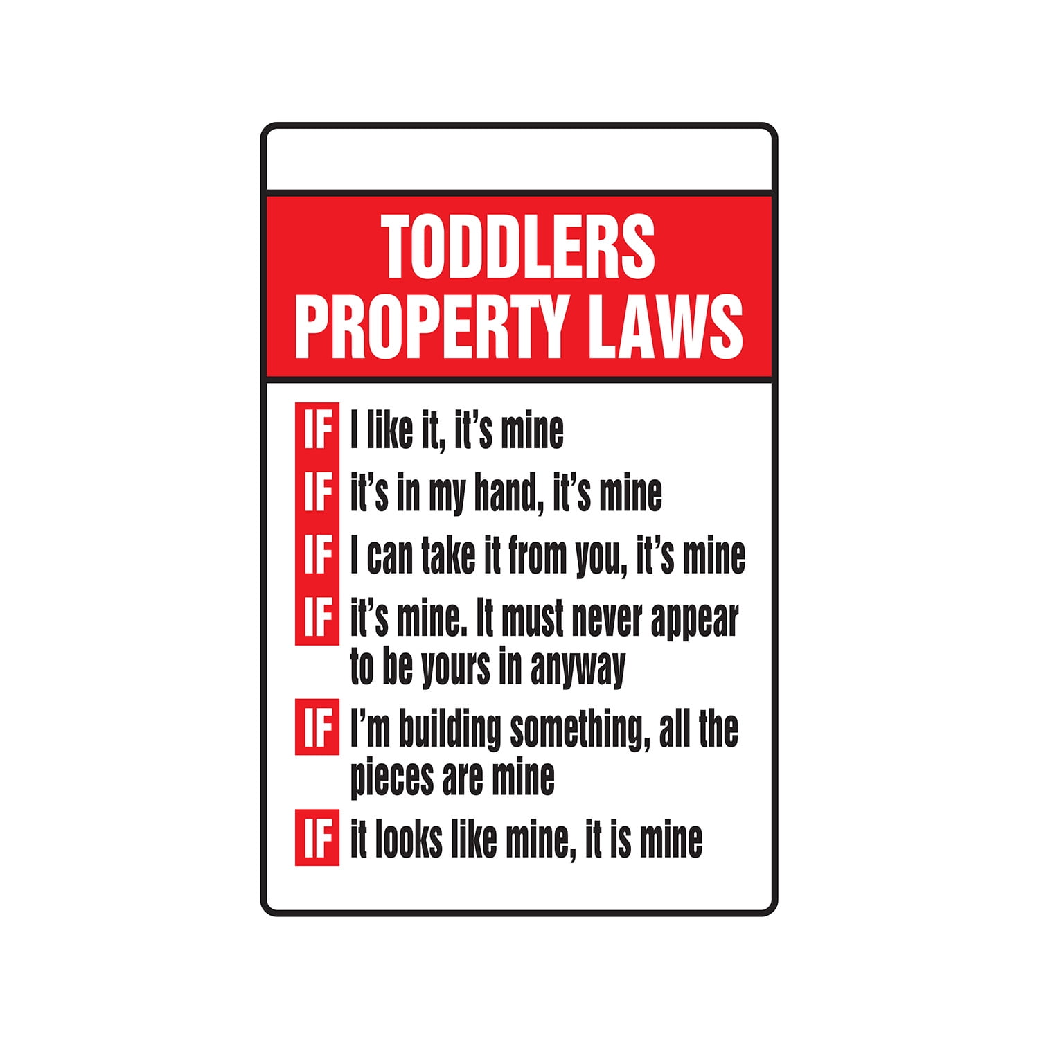 TODDLERS PROPERTY LAWS Aluminum Sign kids children | Indoor/Outdoor ...