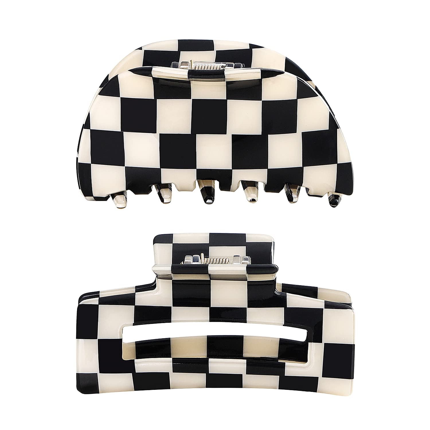 TODEROY Checker Claws Tortoise Barrettes Claw Clips for Women No-Slip ...